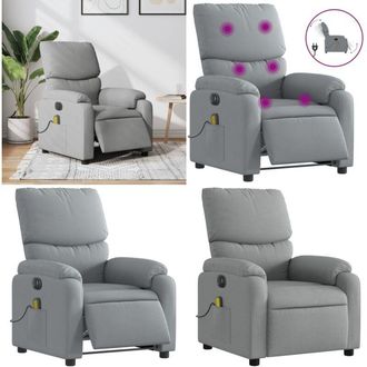 vidaXL Massagesessel Elektrisch Hellgrau Stoff - Relaxsessel - Massagesessel - Elektrisches Liegesystem - Massagefunktionen - Fernsehsessel - Home & Living