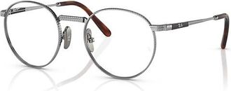 Ray-Ban Round II Titanium Optics Silber Fassung Klar Glas Polarisiert 47-20