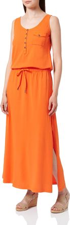 Replay Damen Maxikleid Kurzarm aus Bio-Baumwolle, Mandarin 449 (Orange), L