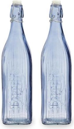 Quid Viba Bouteille avec bouchon en verre Sodo Passe au r&eacute;frig&eacute;rateur Non compatible micro-ondes Recyclable 1 l (Lot de 2)