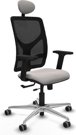 Piqueras y Crespo Wei&szlig;er Drehstuhl mit 2D-Armen, h&ouml;henverstellbare Lendenwirbelst&uuml;tze und festes Kopfteil, ausgestattet mit Syncro/Traslack und Schneideschaum, Schwarz/