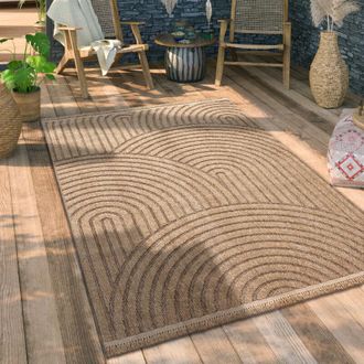 Paco Home Paco Home - Tapis Exterieur Terrasse Salon Cuisine Motif Boho Motif Fleuri Geometrique 160x220 cm, Beige 3