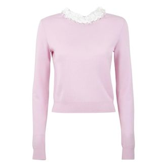 Self Portrait Pull en maille fleurie - Femme - Pulls - Rose - Taille: 38 FR