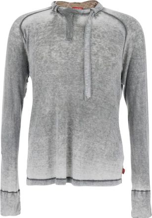 Diesel Homme, Tops, Gris, Taille: M Pull ras du cou c&ocirc;tel&eacute; avec d&eacute;tail ajour&eacute;