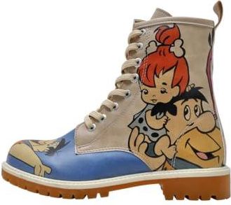 Dogo WB Long Boots Family Rocks Lace-up Vegan Womens Boots Filintstones Printed Design Shoes