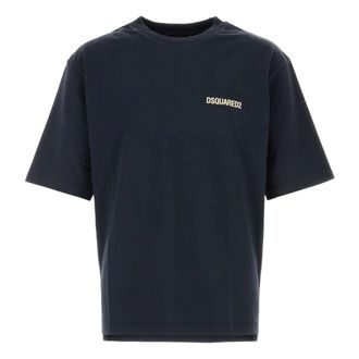 Dsquared2 T-shirt en coton avec logo graphique contrastant - Homme - Tops - Bleu - Taille: L