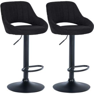 Clp Lot de 2 tabourets de bar Milet en tissu Noir M&eacute;tal noir mat