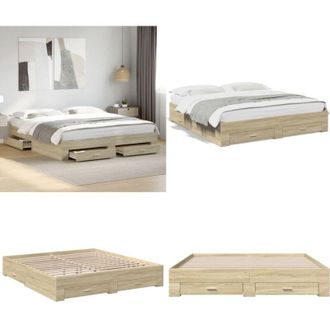 vidaXL Bettgestell mit Schubladen Sonoma-Eiche 180x200cm Holzwerkstoff - Bettes - Doppelbett - Holzbetten - Massivholzbette - Bettkasten - Home & Living