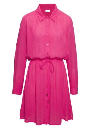 Lascana Strandkleid in leichter Crepe-Qualit&auml;t mit variablem Tunnelzug in der Taille kurzes Hemdblusenkleid, Sommerkleid, Longbluse mit langen &Auml;rmeln