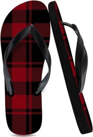 Generic Tongs unisexes pour femme, chaussures de plage pour homme, sandales d&eacute;t&eacute; l&eacute;g&egrave;res, chaussures de douche, cadeaux amusants pour homme, Carr&eacute;s &agrave; carreaux