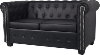 vidaXL Vidaxl - Canap&eacute; Chesterfield &agrave; 2 places cuir synth&eacute;tique noir