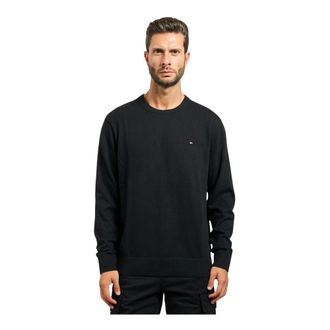 Tommy Hilfiger Luxuri&ouml;ser Schwarzer Crew Neck Sweater - - Knitwear - Herren - Schwarzk - XL