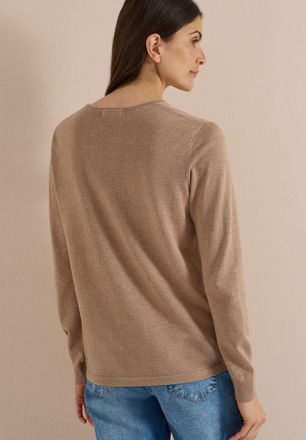 Cecil Strickpullover Baumwoll-Viskosemix, Feinstrick, unifarben