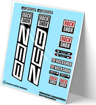 Generico Ref: VP448 Aufkleber, kompatibel mit Rock-Shox ZEB 2021-2025 MTB, Sticker, Aufkleber, Aufkleber f&uuml;r Mountainbikes, Wei&szlig;