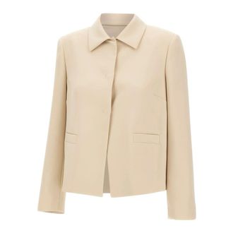 Elena Miro Femme, Vestes, Beige, Taille: 44 FR Veste Tailleur Cr&ecirc;pe