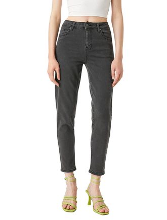 Koton Damen Relax Fit Slim Leg Mom Jean Pants, Black (Blk), 25 EU