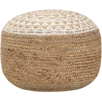 vidaXL Vidaxl - Pouf fait &agrave; la main en jute blanc 45x30 cm - Remplissage en mousse EPS pour confort - Design contemporain et chic