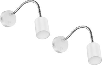 LEDs Com 2 Stück Leselampe WAIKA mit Schwanenhals und Schalter weiß matt, inkl. 630lm LED GU10 Lampe, warm-weiß