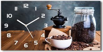 Tulup Wanduhr aus Glas 60x30 cm Glas Uhr Bild Glasuhr Geh&auml;rtetes Glas K&uuml;chenuhren - wei&szlig;e Zeiger - Kaffeem&uuml;hle