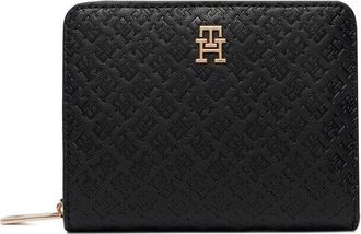 Tommy Hilfiger Geldb&ouml;rse Th Icon Med Za W/Flap Mono AW0AW18474 Schwarz