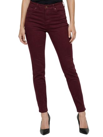 Tazzio Damen Jeans Skinny Fit, High Waist, Stretch, 5-Pocket-Style F138 (Bordeaux, 42)