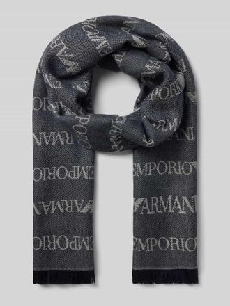 Emporio Armani Schal mit Logo-Muster und Fransen