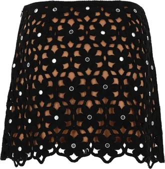 Michael Michael Kors Crochet Floral Skirt - Black