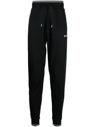 BOSS pantalon de jogging en coton &agrave; logo brod&eacute; - Noir