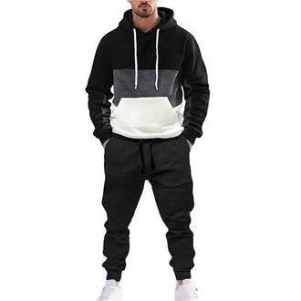 Generic Ensemble Jogging Homme, Sweat Hoodies &Agrave; Manches Longues Et Pantalon De Jogging Ensemble De 2 Pi&egrave;ces, Doux Et Surdimensionn&eacute;, V&ecirc;tements Chaud Travail D