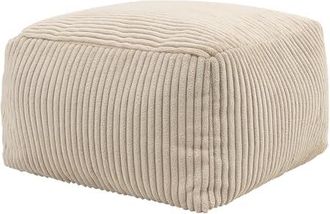 Icon Brand Amara Hocker, Beige, Flauschiger Cord Stoff, Sitzsack Cord, Sitzpuff Hocker mit F&uuml;llung, Fu&szlig;hocker f&uuml;r das Wohnzimmer, Deko Wohnzimmer