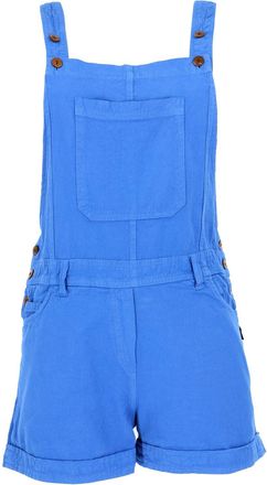 Guru Shop Goa Shorts, Latzshorts, Boho Latzhose, Kurzer Jumpsuit - Kornblumenblau, Damen, Baumwolle, Size:XL