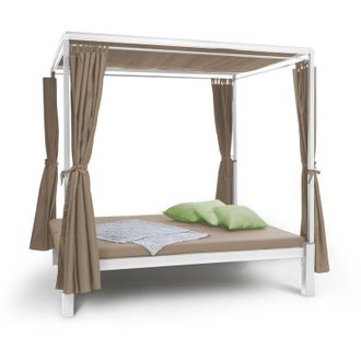 Blumfeldt Senator Lounge - Double chaise longue de jardin, 188 x 208 x 205 cm, rembourrage 8 cm, rideaux opaques, &eacute;tanche, toit ouvrant, max. 350 kg