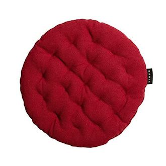 Linum Pepper El&eacute;gante Galette de Chaise Rond &Oslash; 37cm, 100% Coton, Lavable en Machine, Rouge