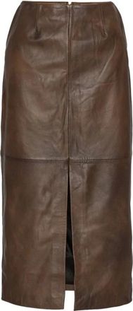 Rotate Rotate Birger Christensen, Femme, Jupes, Brun, Taille: 42 FR Jupe Midi en Cuir