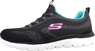 Skechers Femme New Summits Nouvelle Nature, Black Knit/Pink & Aqua Trim, 35.5 EU