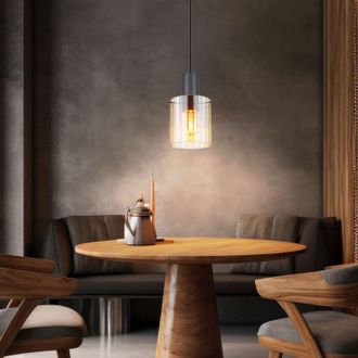 Globo Lighting Suspension lampe de salon verre ambre 1 ampoule H 120 cm
