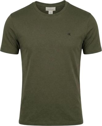 Calvin Klein Jeans Homme, Tops, Vert, Taille: M T-Shirt en coton &agrave; manches courtes et col rond