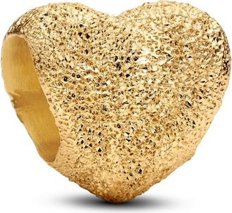 Pandora Moments Strukturiertes Herz Mini-Charm aus Sterling Silber mit 14k vergoldeter Metalllegierung, Kompatibel Moments, 764000C00