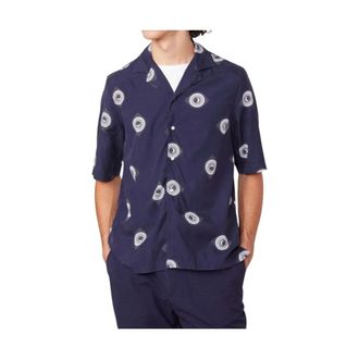 Officine Générale Homme, Chemises, Bleu, Taille: M Chemise à pois à manches courtes