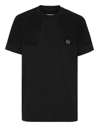 Philipp Plein Round Neck T-Shirt Jacquard Crest Cut