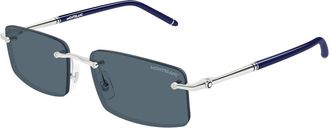 Montblanc MB0443S Lunettes de soleil, Argent/Gris, 56 mm