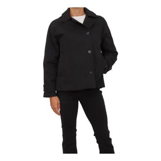 Marella Femme, Vestes, Noir, Taille: 42 FR Veste Imperméable en Mélange Coton Noir