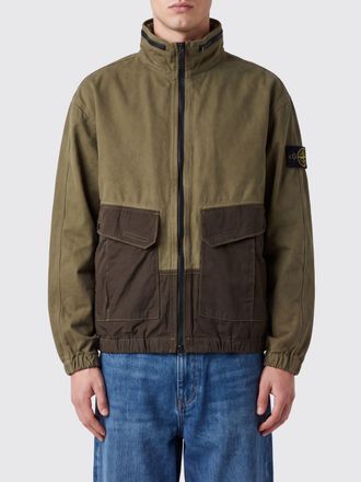 Stone Island Blouson bomber en coton bio &agrave; capuche escamotable et logo