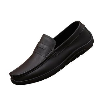 Generic Mocassins classiques Penny Mocassins plats en cuir souple pour homme, Noir, 42 2/3 EU