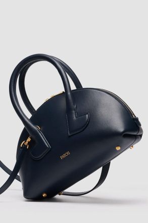 Patou Calf Leather Bowling Bag - Navy