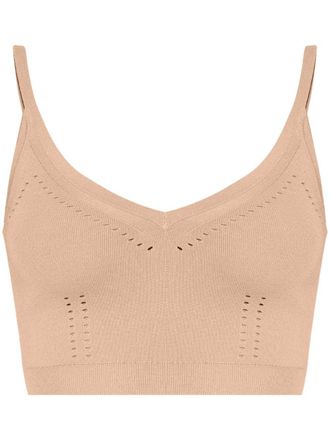 Max Mara haut en maille fine &agrave; coupe crop - Tons neutres