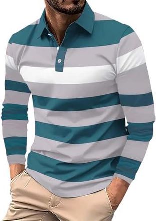 Generic Chemise de golf pour homme &agrave; boutons 1/4, chemise de golf pour homme, confortable, doux, extensible, respirant, ray&eacute;, l&eacute;ger, d&eacute;contract&eacute;, s&eacute;chage rapi