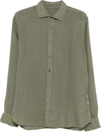 120% Lino Homme, Chemises, Vert, Taille: S Chemise Classique Slim Fit en Lin