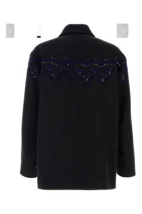 Dries Van Noten Mens Black Wool Blend Randale Coat Cappotti