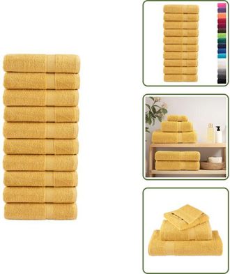 vidaXL Premium-Duscht&uuml;cher solund 10 Stk. Gold 70x140 cm 600 g/m&sup2; - Handt&uuml;cher - Duschhandt&uuml;cher - Badezimmertextilien - Badeset - Baumwolle